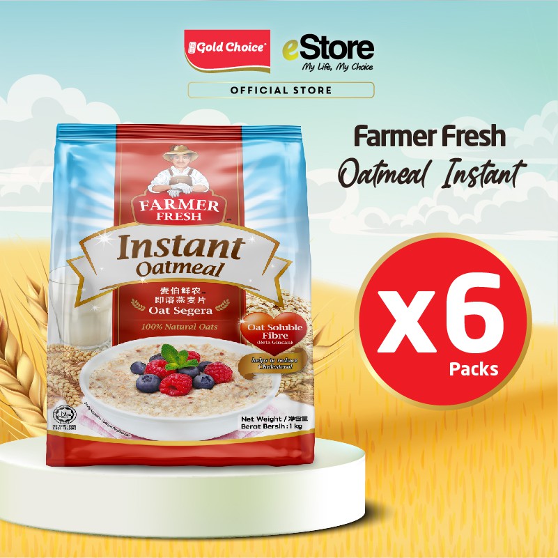 FARMER FRESH Oatmeal Instant - 1kg X 6 Packs [Oat] | Shopee Malaysia