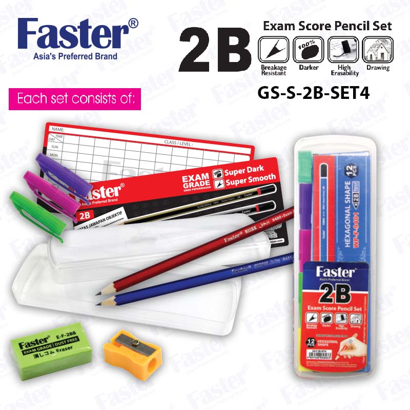 Faster GS-F-2B-SET4 Pencil Set 4 202mm x 85mm x 29mm (1 Set/Box ...