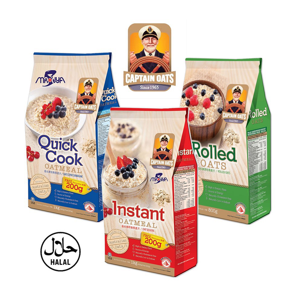 Captain OATS Instant Oatmeal 800GR Bonus 200Gr | Shopee Malaysia