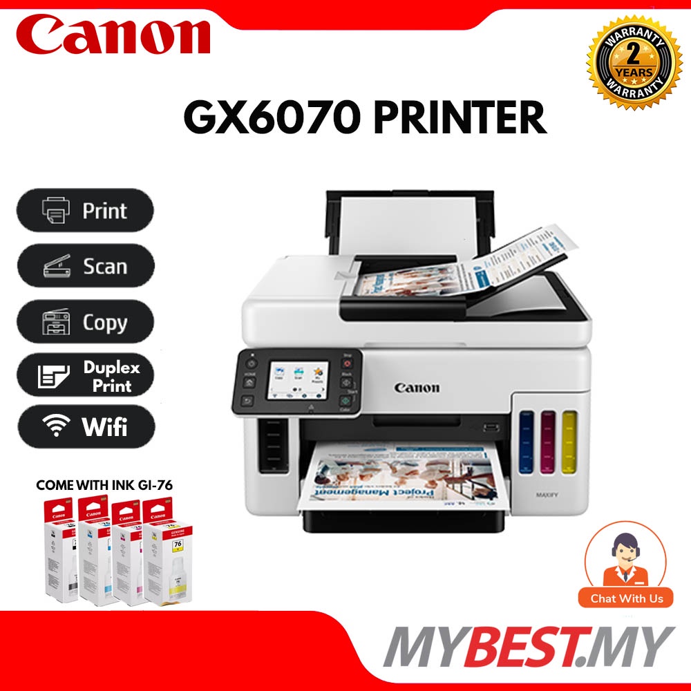 Canon Maxify GX6070 / GX7070 A4 Easy Refillable Ink Tank Printer All In ...