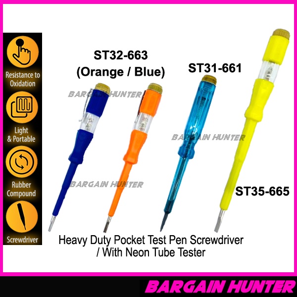 HEAVY DUTY POCKET TEST PEN ELECTRICIAN SPARK DETECTING FLAT HEAD ...