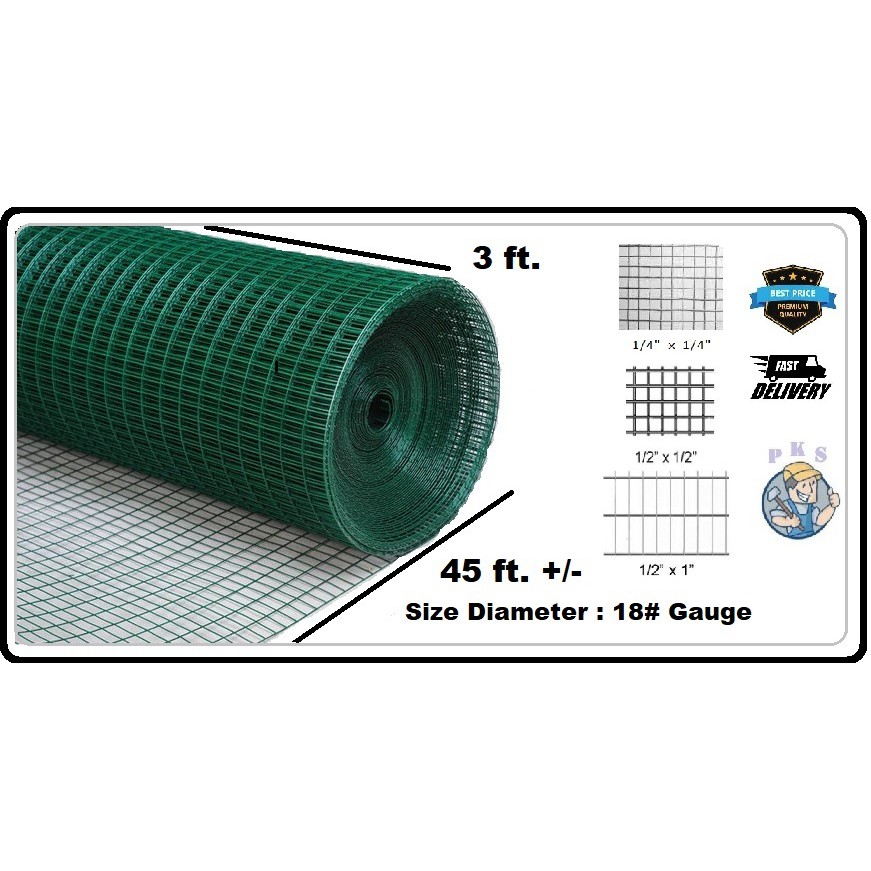 1/2" x 1" / 1/2" x 1/2" Green PVC Coated Wire Mesh Green Netting Dawai ...