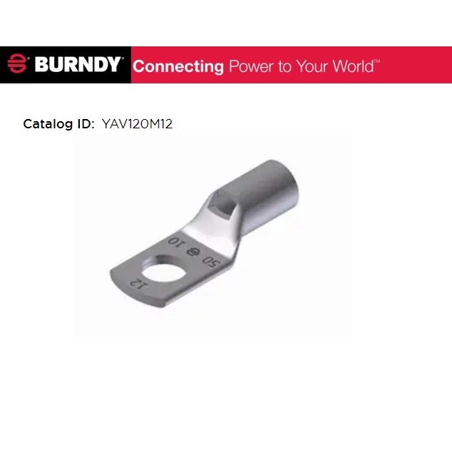 BURNDY YAV120M12 Compression Terminal/Cable Lug (For 120mmsq cable ...