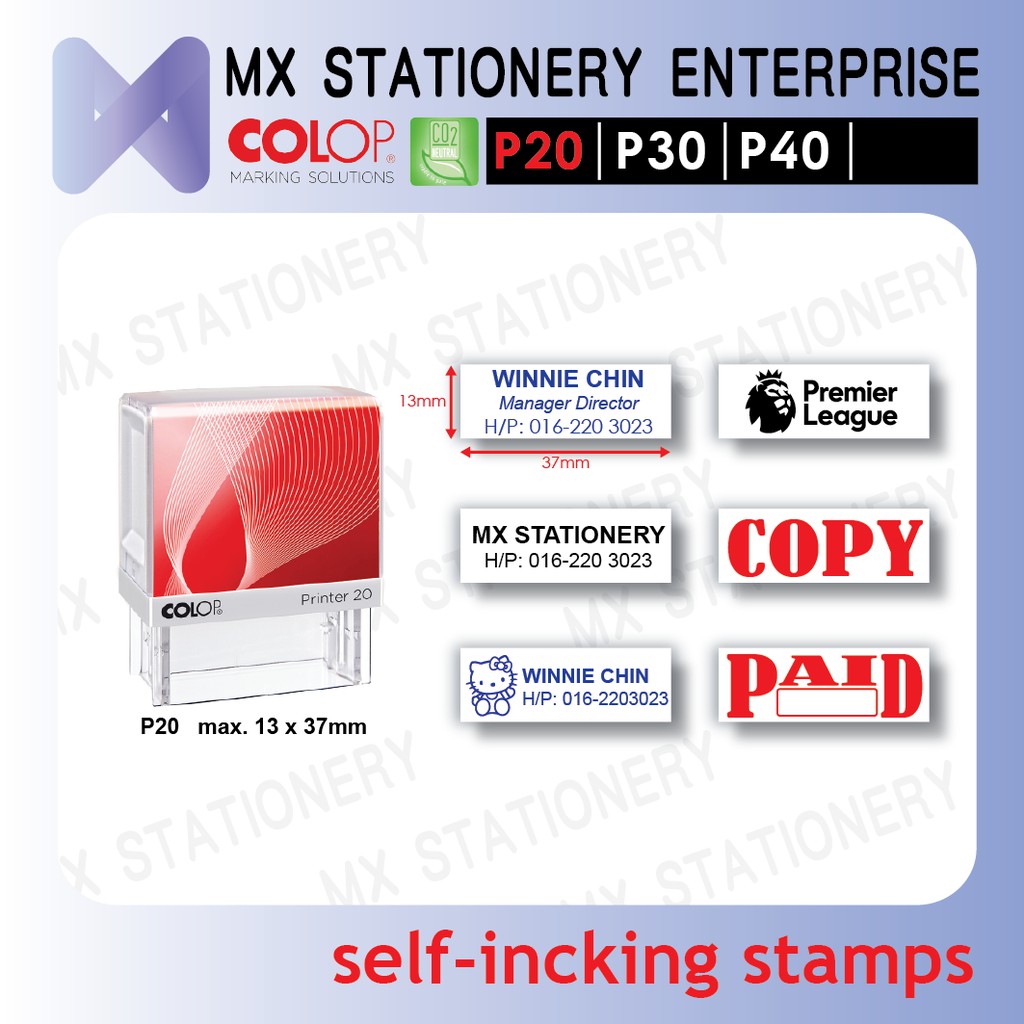 COLOP Stamp & Self-Inking & Chop Custom & Custom Made & Square & P20 ...