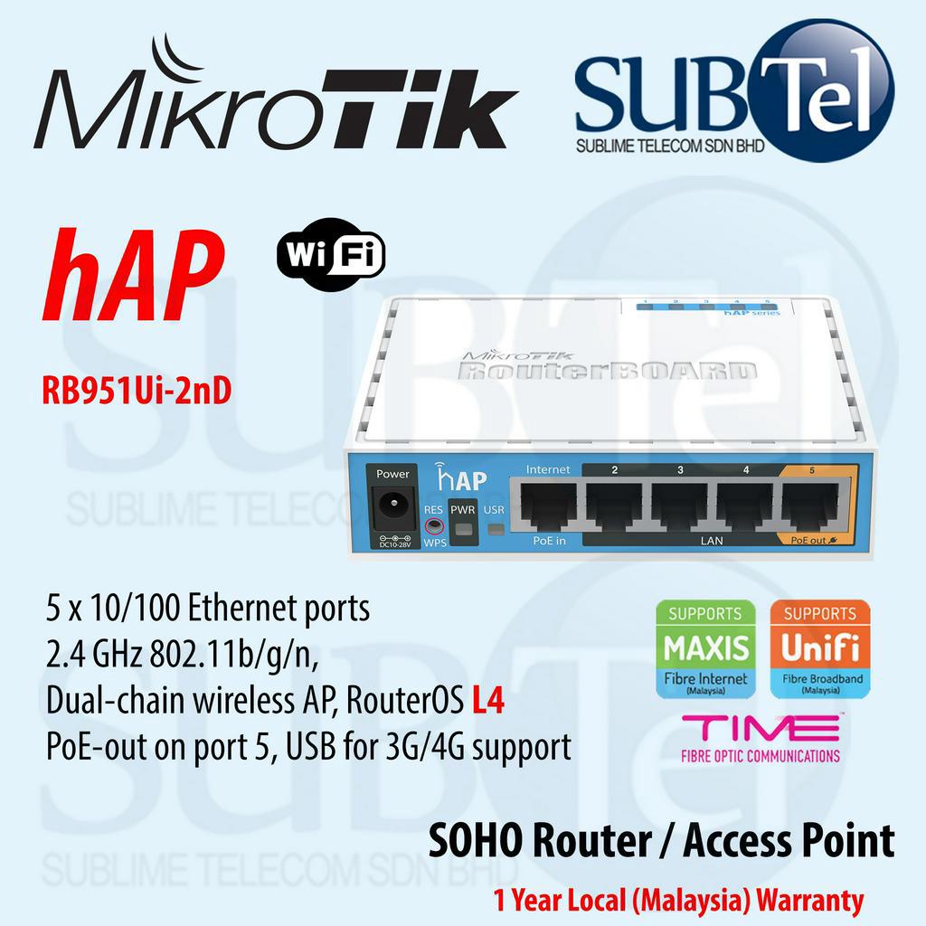 Mikrotik hAP 5 port WiFi Router with POE 2.4Ghz AP RouterOS IPSec VPN ...