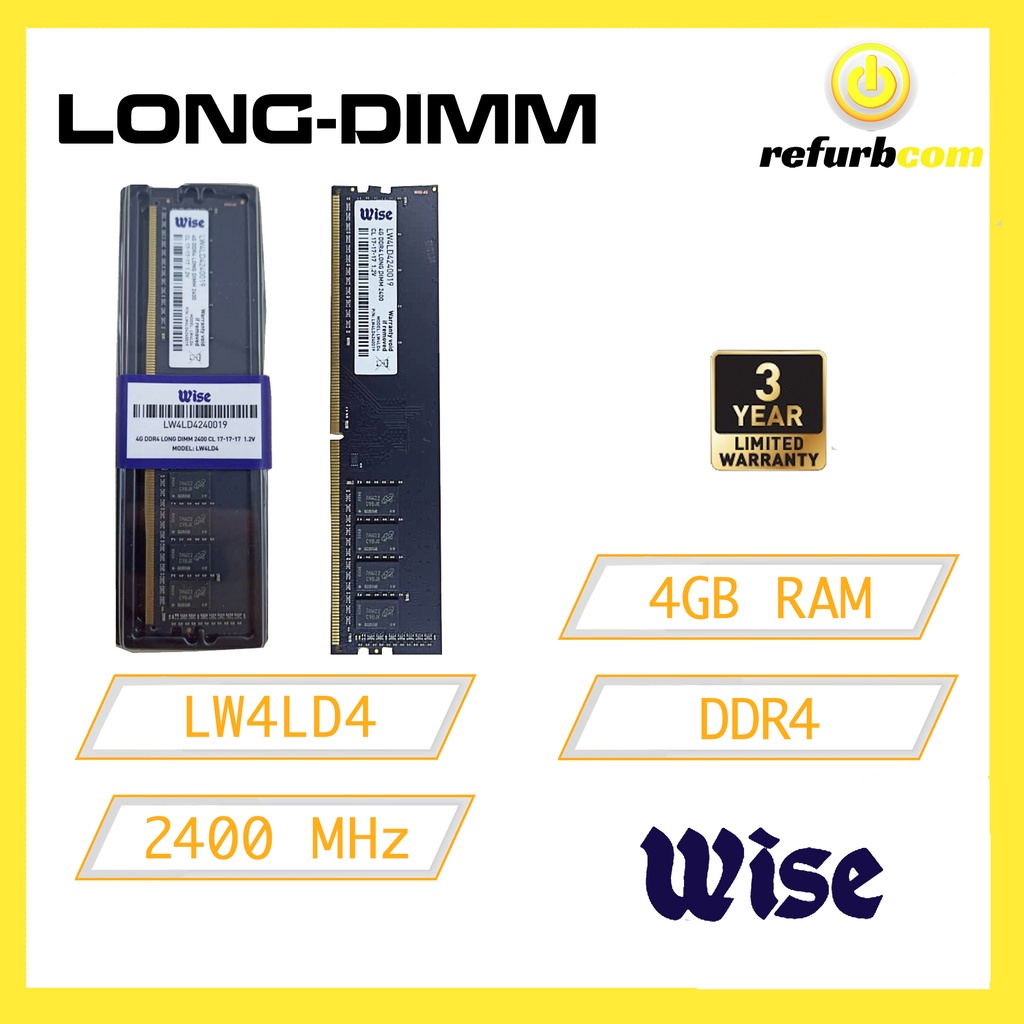 WISE 4GB DDR4L 2400 MHz 1.2V LONG-DIMM RAM PC DESKTOP RAM Desktop DDR4 ...
