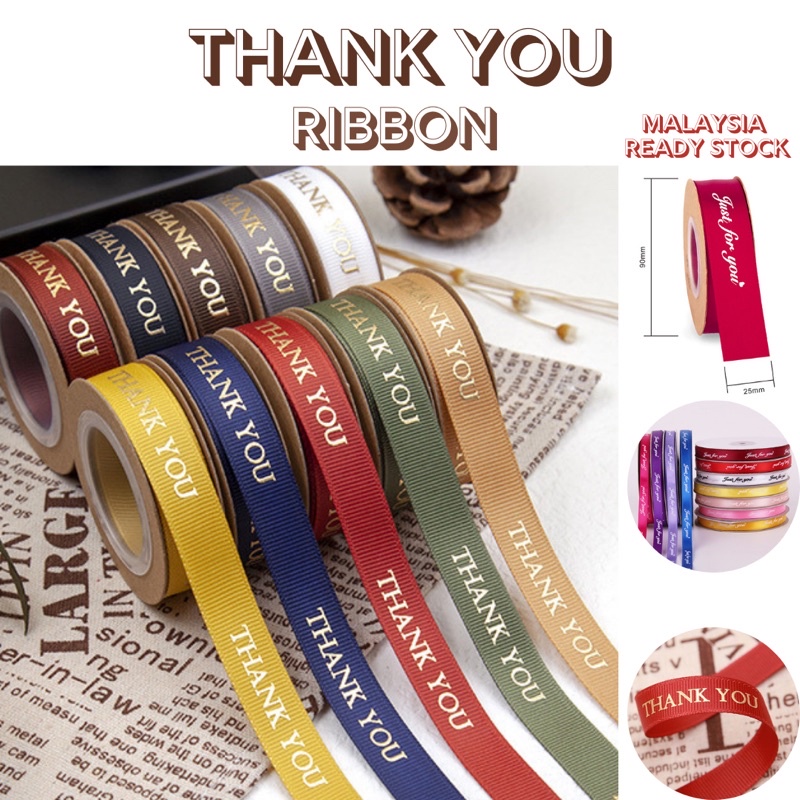THANK YOU Ribbon (5 Meter) Sticker Gift Box Reben Riben Hantaran Hadiah ...