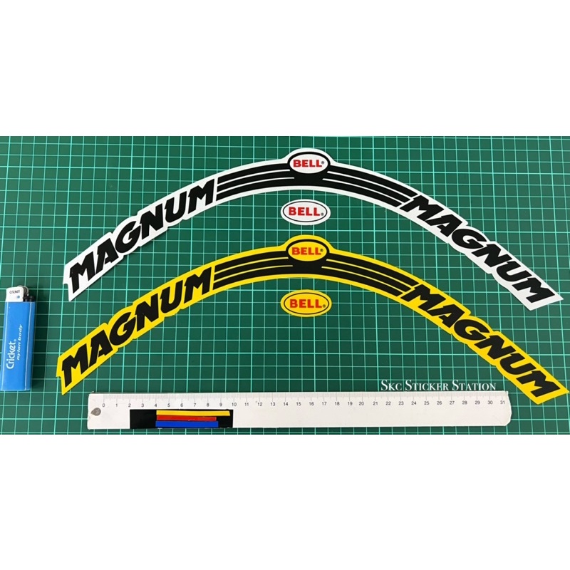 Magnum Bell (White & Black / Yellow & Black) Sticker Helmet Printing ...