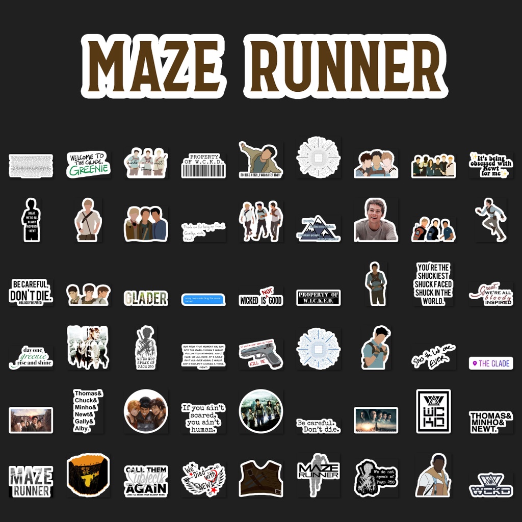 50 pcs. MAZE RUNNER stickers | water proof | MOVIE SERIES stickers ...