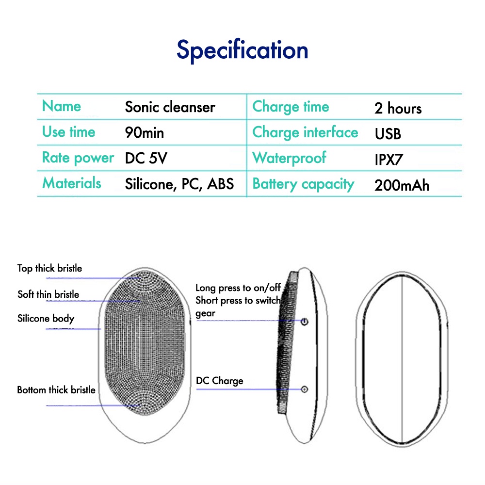 JUJY Electric Sonic Cleansing Tools (Massage Brush Beauty Facial Brush ...