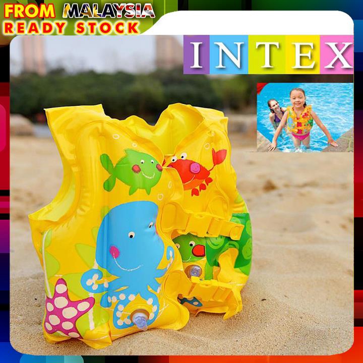 INTEX 59661 Tropical Buddies Inflatable Kid Swim Vest Life Jacket (41cm ...