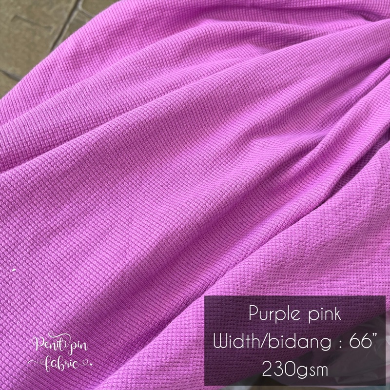 Kain knit waffle fabric plain red black khaki brown green purple pink ...