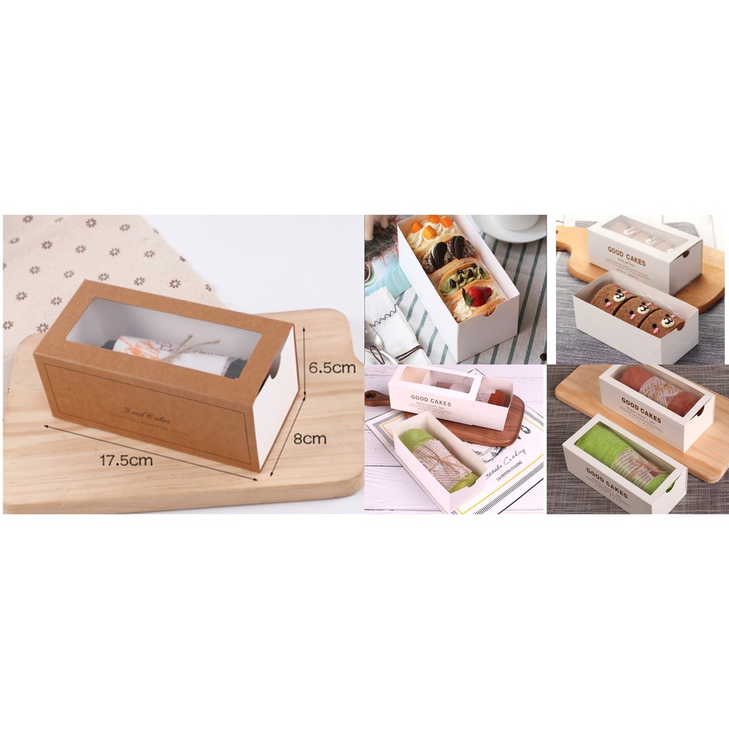 Swissroll/pastry/cake white packaging box drawer with window | Shopee ...