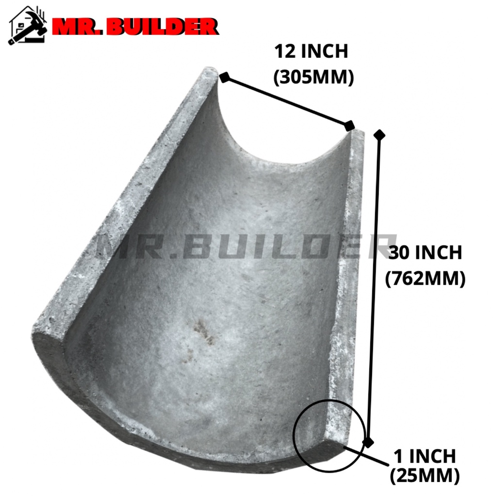 MR. BUILDER Half Round Concrete Drain 6" 9" 12" Longkang Simen Garden ...