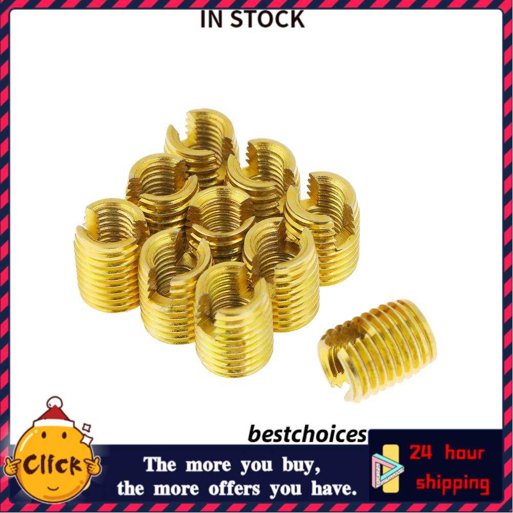 Bestchoices 10pcs M8 x M5 Self Tapping Threaded Insert 302 Slotted Type Screw Bushing for Thread ...