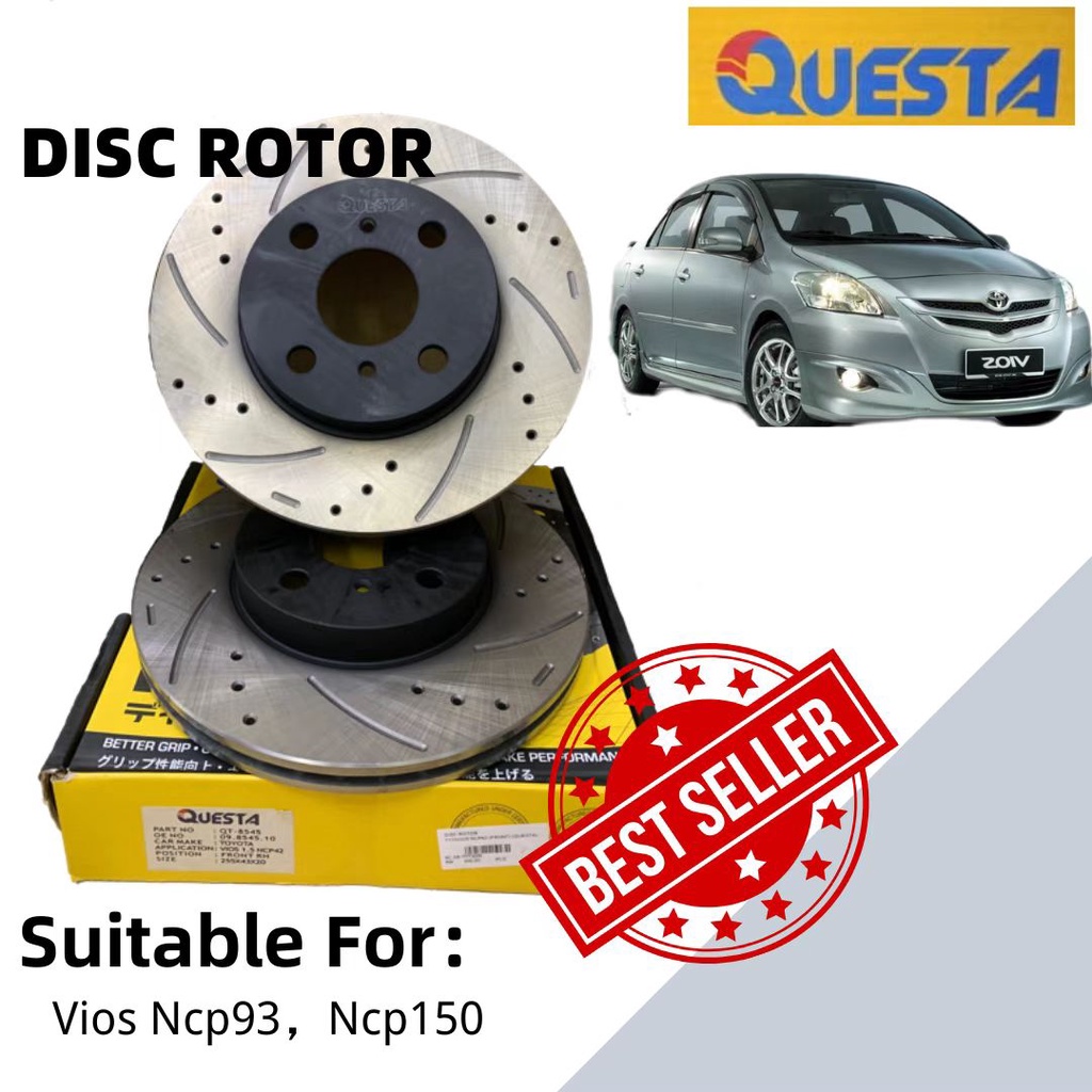 QUESTA BRAKE DISC ROTOR (SPORT) TOYOTA VIOS NCP93, NCP150 [REAR] (2PCS ...