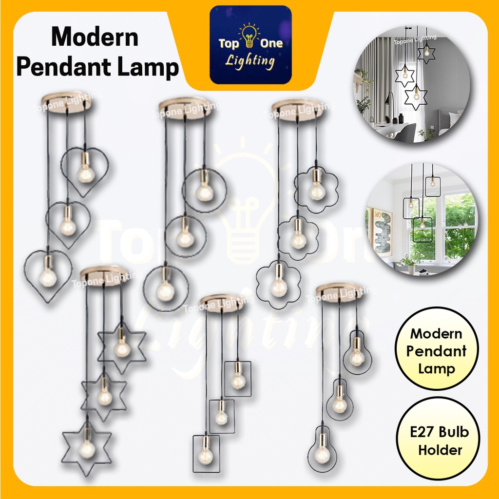 Modern Decorative Pendant Lamp / Hanging Light Round Base Triple E27 ...