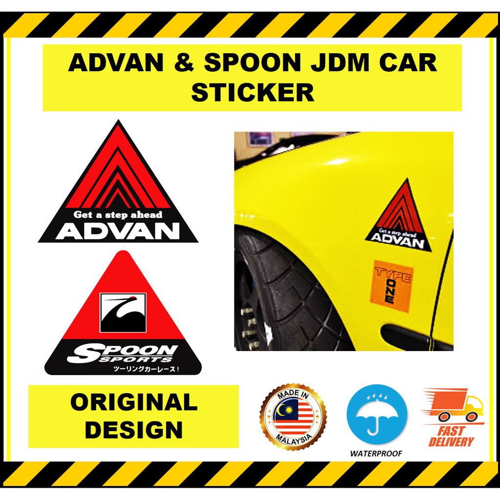 ADVAN & SPOON JDM CAR STICKER, WATERPROOF, GLOSSY, OUTDOOR STICKER ...