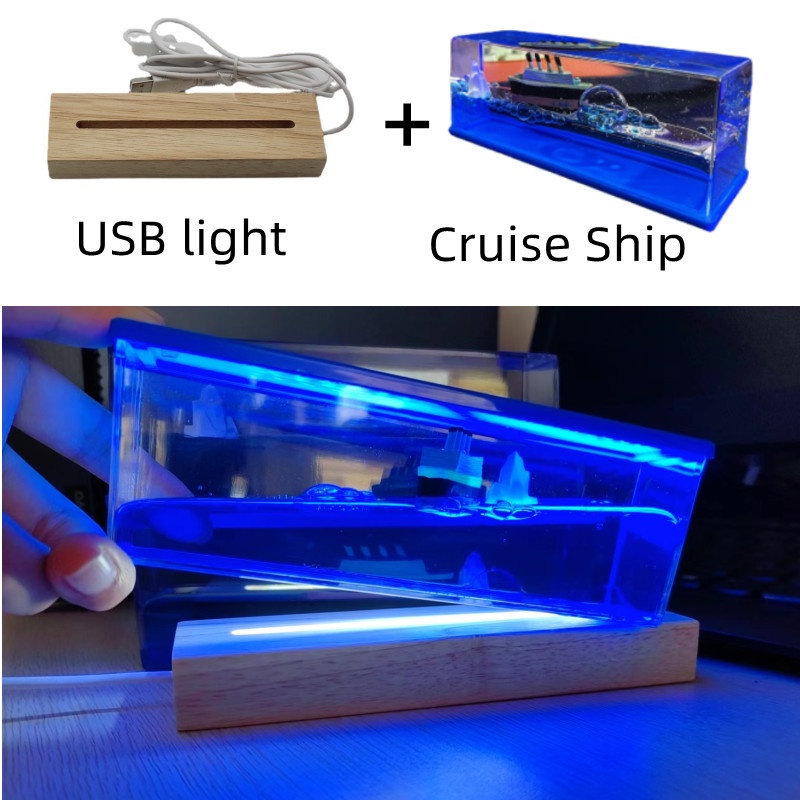 Cruise Ship Fluid Liquid Drift Bottle Glow Hourglass Desktop Decoration ...