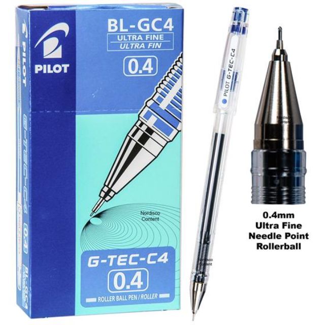 (RS)Pilot G-Tec-C4 Ultra Fine 0.4mm Blue Gel Ink Rollerball Pen, Dozen ...