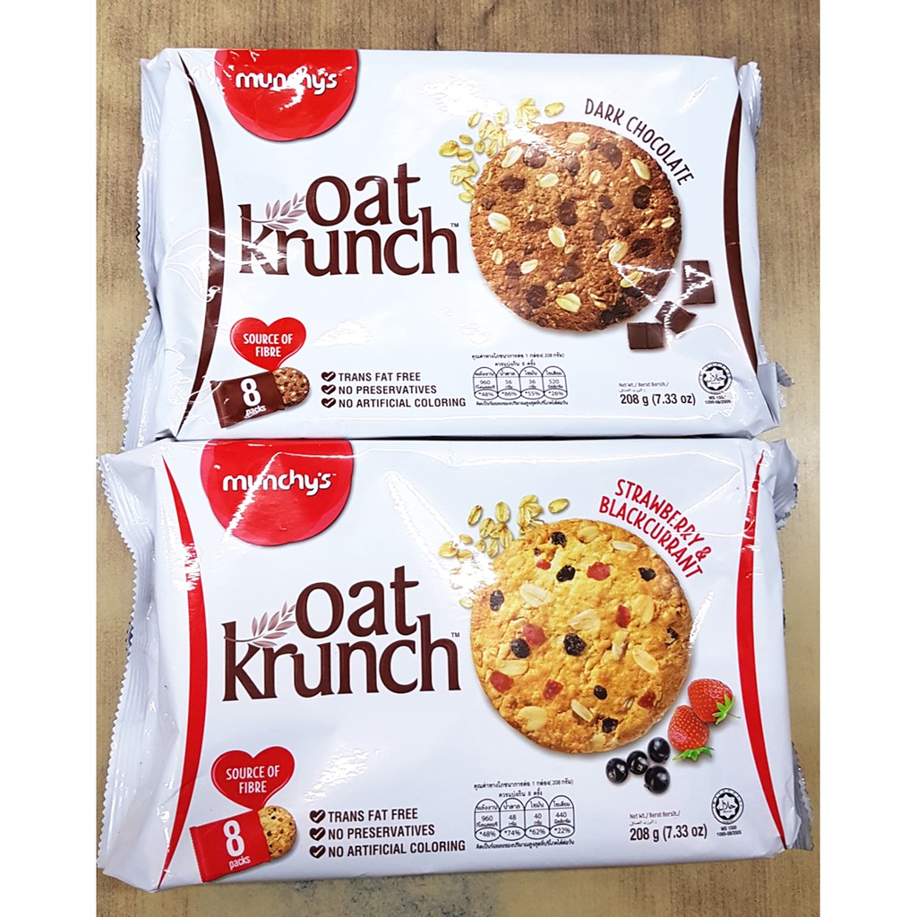 208g Munchy's Oat Krunch Dark Chocolate Strawberry & Black Currant ...
