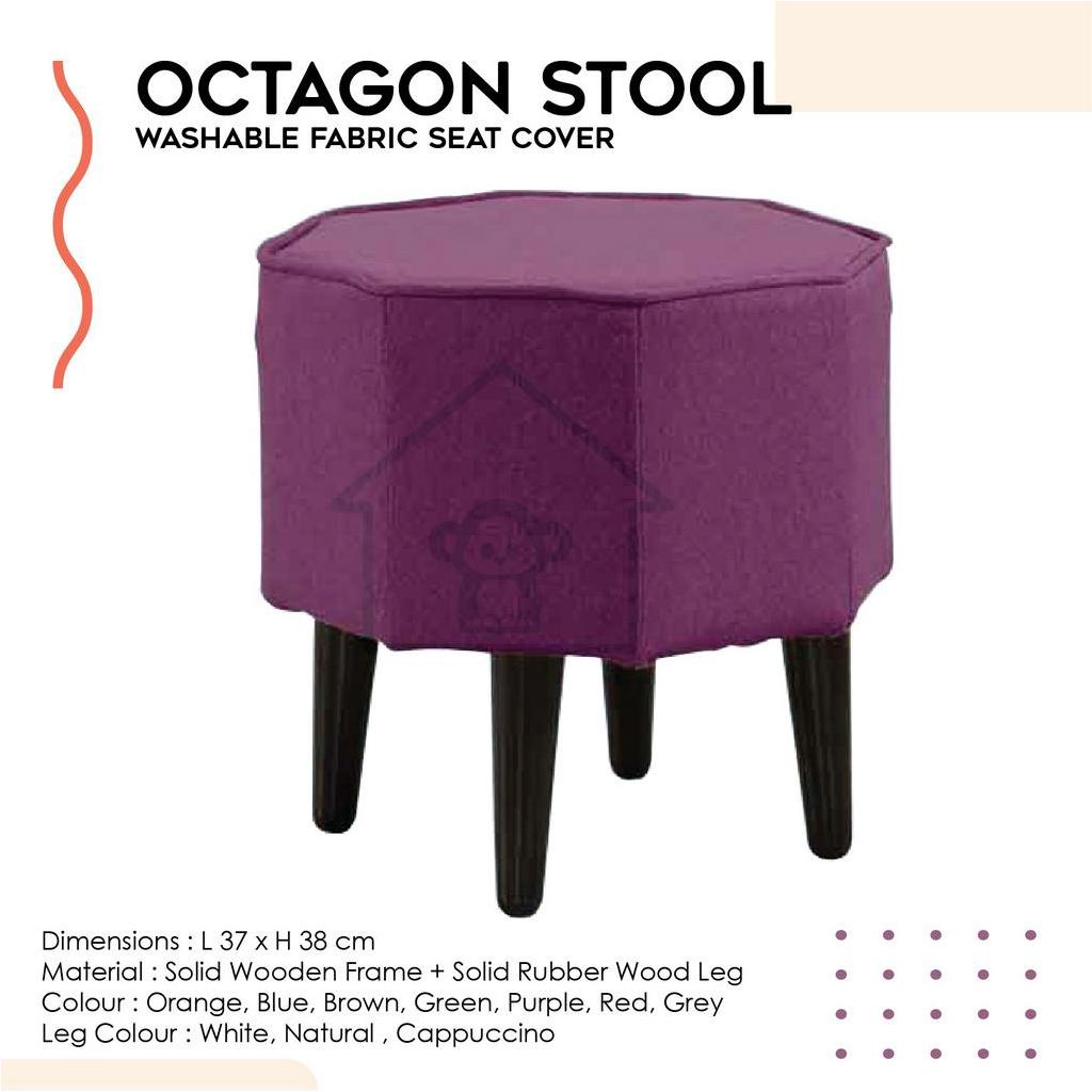 OCTAGON STOOL FABRIC WOODEN FRAME STOOL/FOOL STOOL/POUF/STOOL | Shopee ...