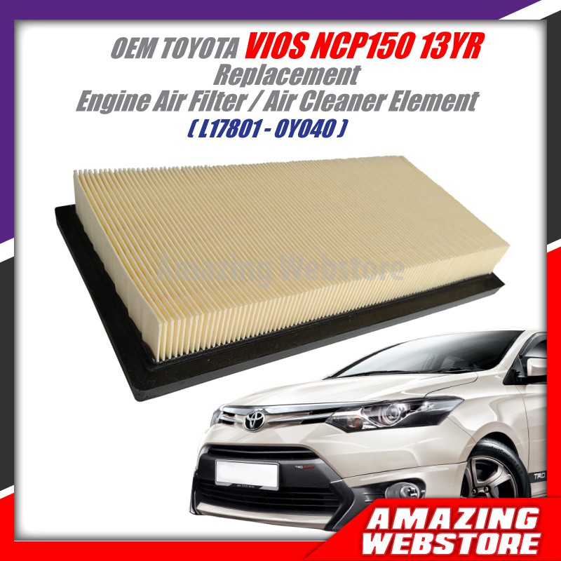 OEM TOYOTA Air Filter for VIOS NCP150 13YR ( L17801-0T040 ) | Shopee ...
