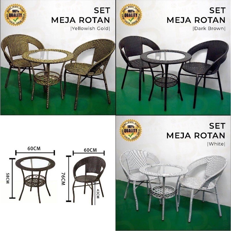 Set Meja Kopi / Set Meja Rotan | Shopee Malaysia