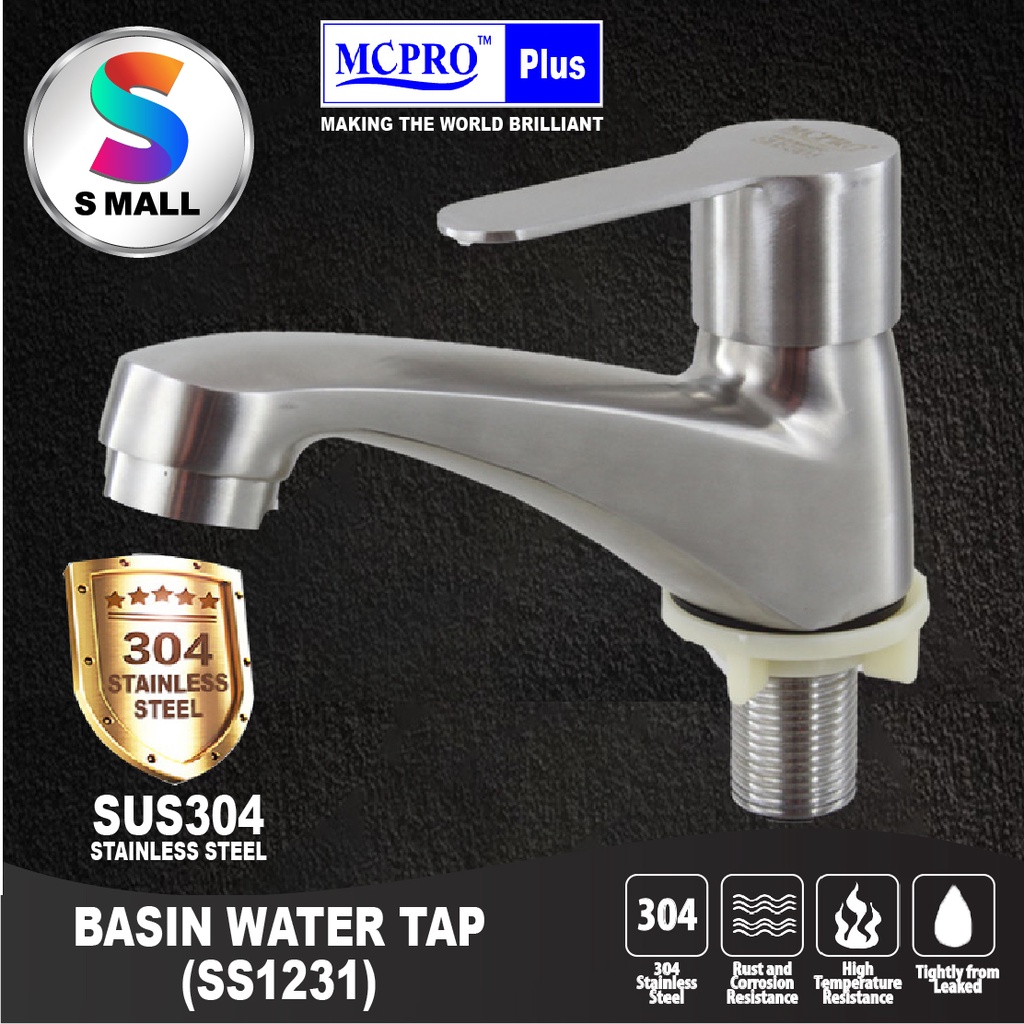 MCPRO Plus Stainless Steel SUS 304 Bathroom / Toilet Faucet BASIN WATER ...
