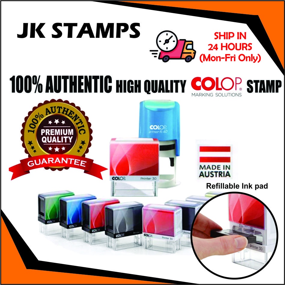 COLOP Printer Personalized Self-Inking Rubber Stamp Cop P15 P20 P30 P40 P50 ROUND | Shopee Malaysia