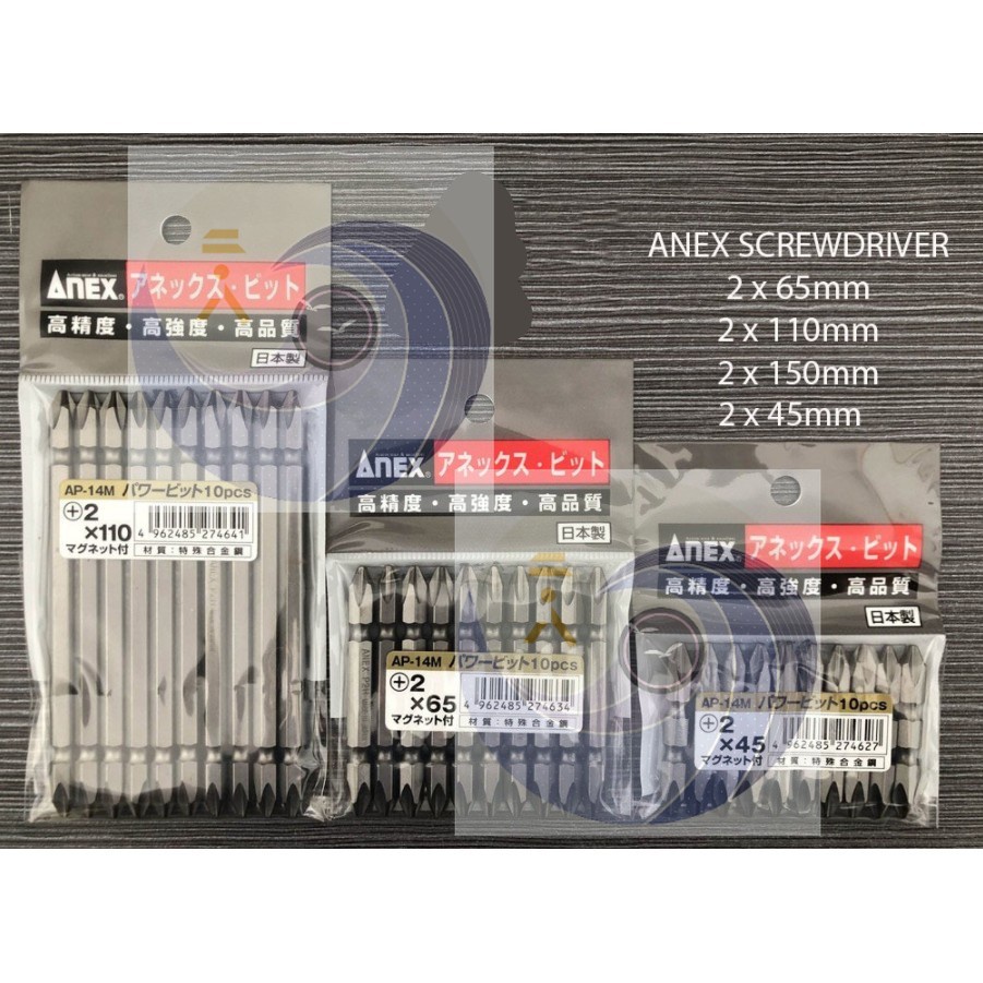 [LOCAL STOCK] 1 PCS ANEX SCREWDRIVER BIT(+)PH 2# MADE IN JAPAN ANEX Screwdriver Bit AP-14M PH2 ...