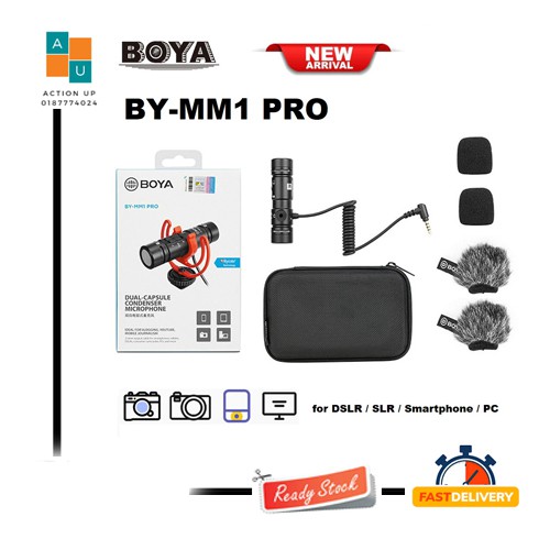 BOYA BY-MM1 PRO Ultracompact Camera-Mount Dual-Capsule Shotgun ...