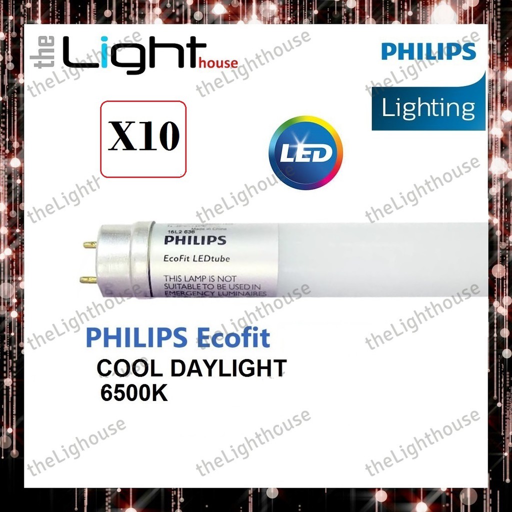 10PCS X PHILIPS Ecofit LED tube 4FT 18W / 2FT 8W T8 DAYLIGHT / LAMPU ...