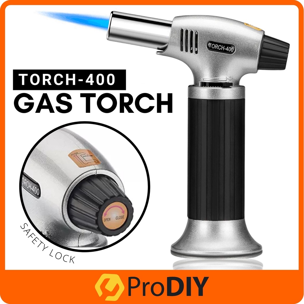 TORCH-400 Gas Torch Professional Kitchen Cooking with Lock Adjustable Flame Refillable Mini Blow ...