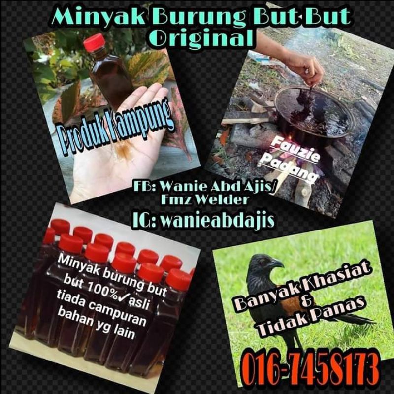 Minyak burung but but warisan fauzi buatan kg.. 💯 Asli Tiada campuran ...