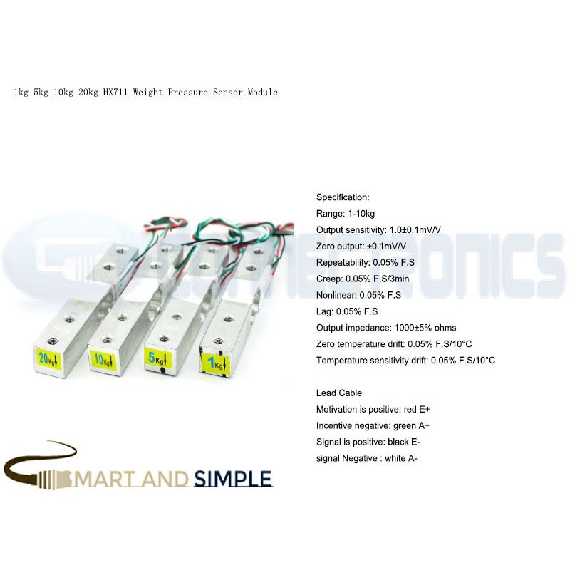 Load Cell Straight Bar Force Pressure Weight Sensor 1kg 5kg 10kg 20kg ...