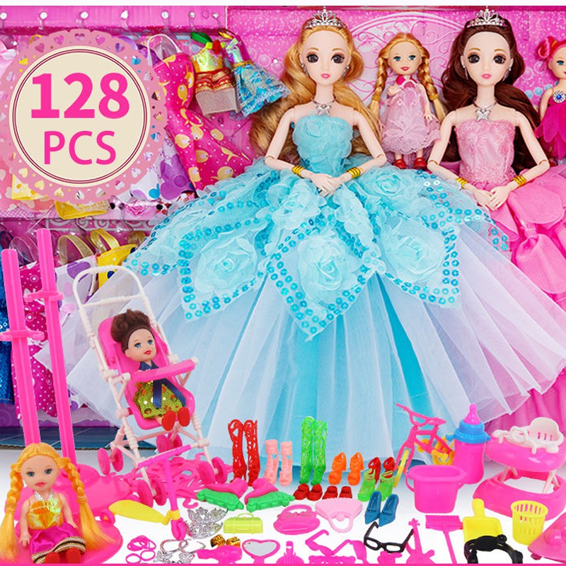 Cartoon doll set children's toy Dress up game Princess Girl Wedding ...