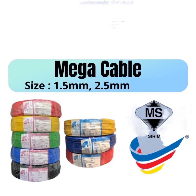 STOCK CLEARANCE Mega Kabel 1.5mm PVC Insulated Cable (SIRIM Certified ...