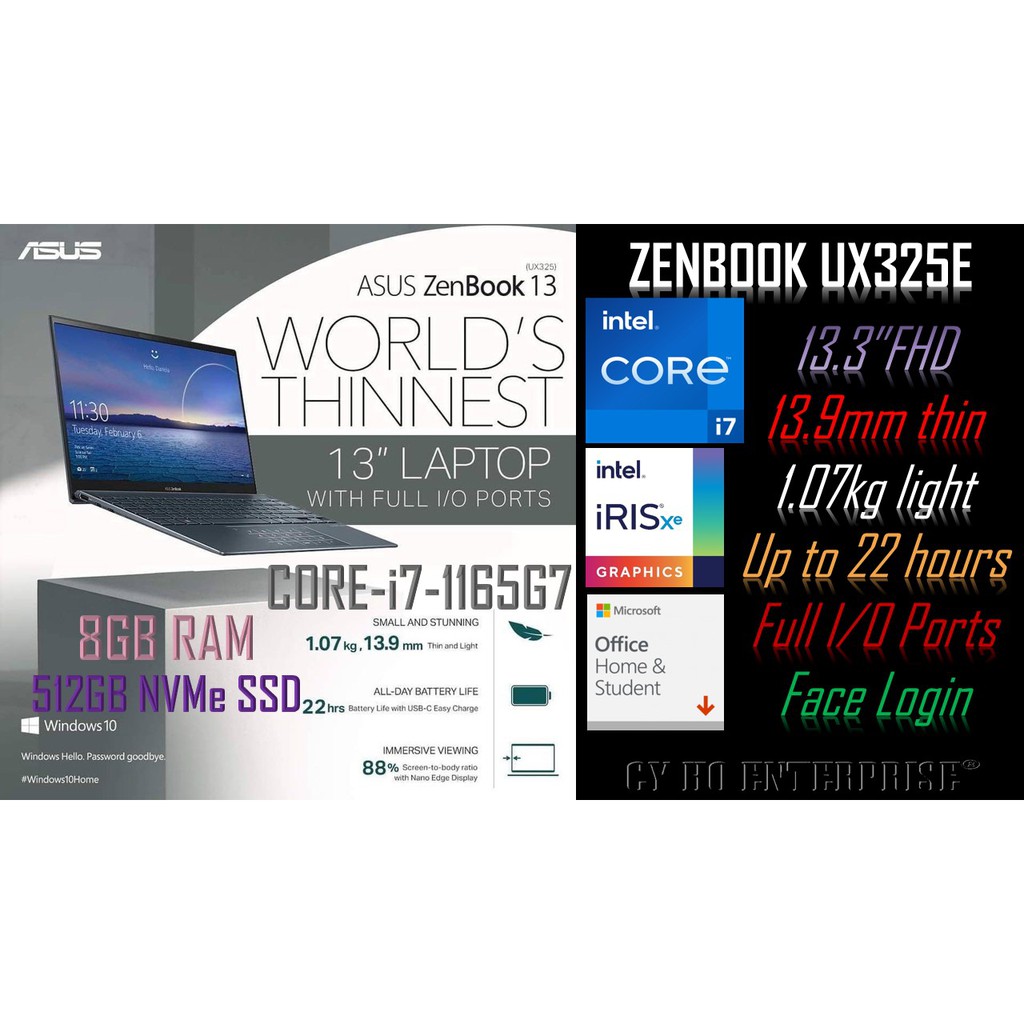 Asus ZenBook UX325E-AEG Pine Grey i7-1165G7 | i5-1135G7 | 8GB 512GB SSD ...