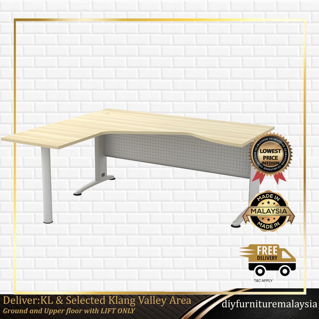 Office Table L-shaped with Metal Stand | Meja Pejabat | Superior ...