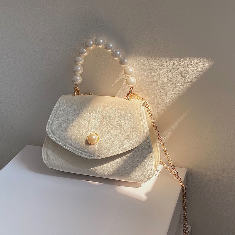 PU leather pearl bag hobo bag crease cloud bag detachable shoulder ...