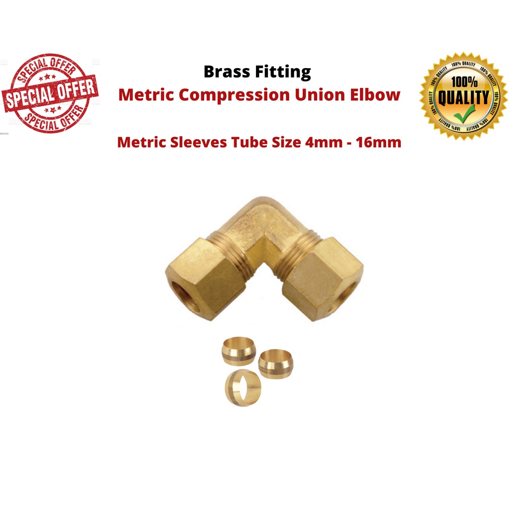 [READY STOCK-KL] Metric Compression Union Elbow Brass Pipe Fitting ...