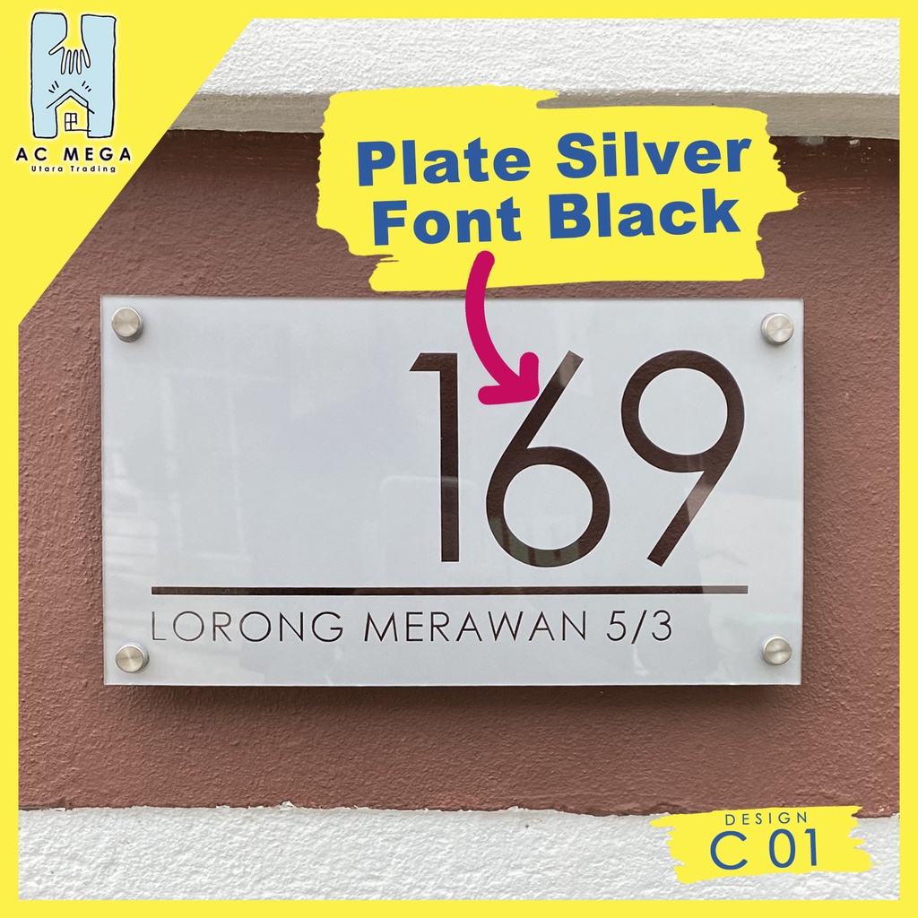 SILVER EDITION - House Number Exclusive | Number Rumah | sign plate ...