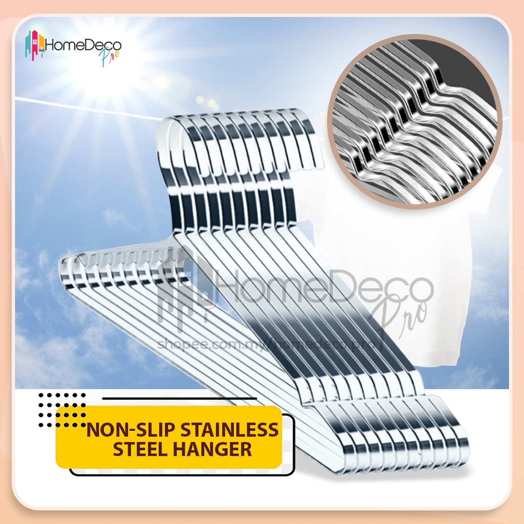 Stainless Steel Bold Flat Strip Hanger Non-slip Hanger Solid Drying ...
