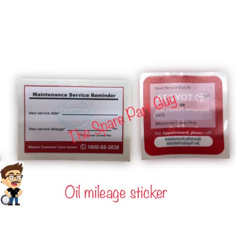 Original Toyota Nissan oil mileage sticker / maintenance service ...