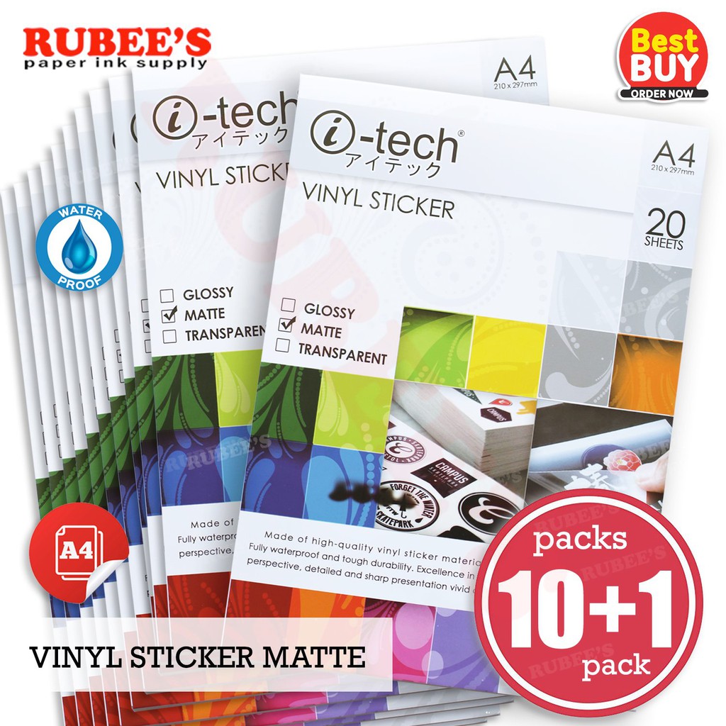 A4 itech Vinyl Sticker Waterproof size MATTE 10+1 | Shopee Malaysia
