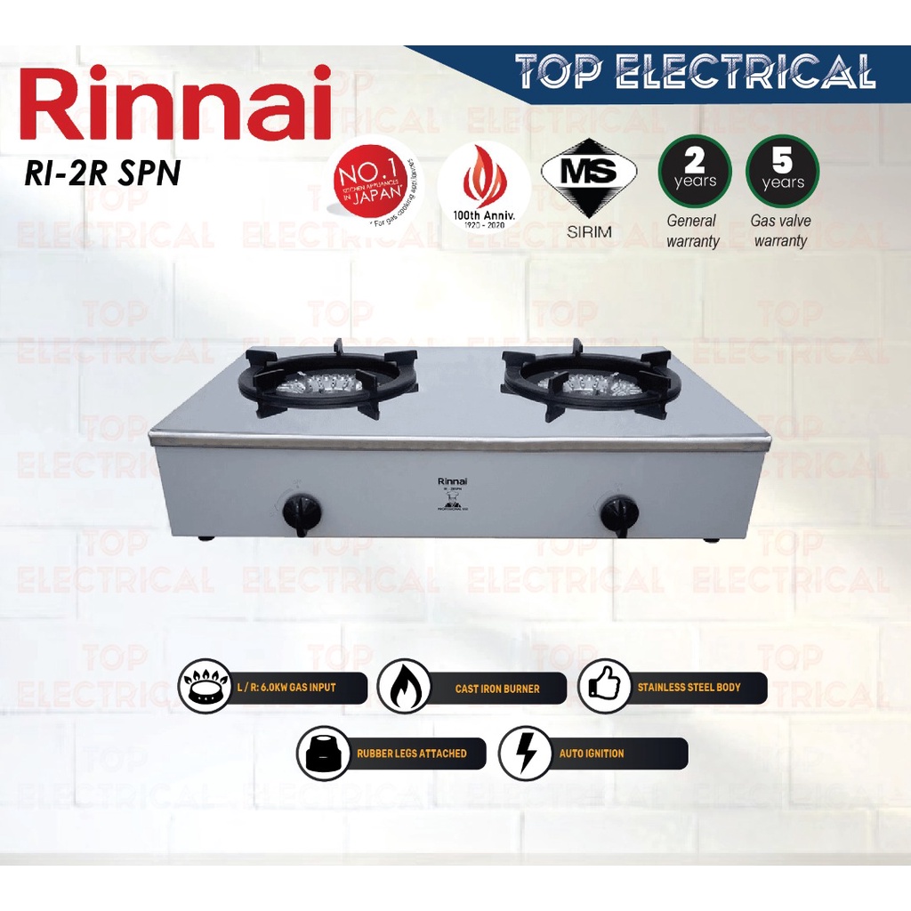 RINNAI TABLE TOP COOKER / STAINLESS STEEL / RI-2RSPN / DAPUR MASAK ...