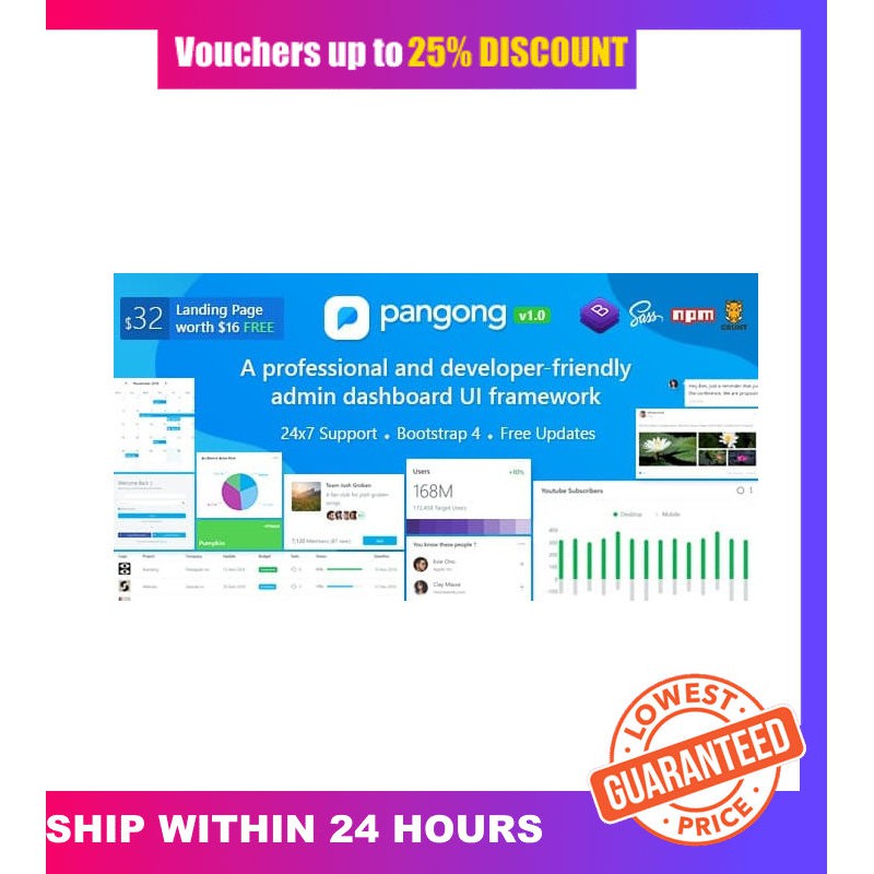 Pangong - Developer-friendly Bootstrap 4 Admin Dashboard Ui Kit | Shopee Malaysia