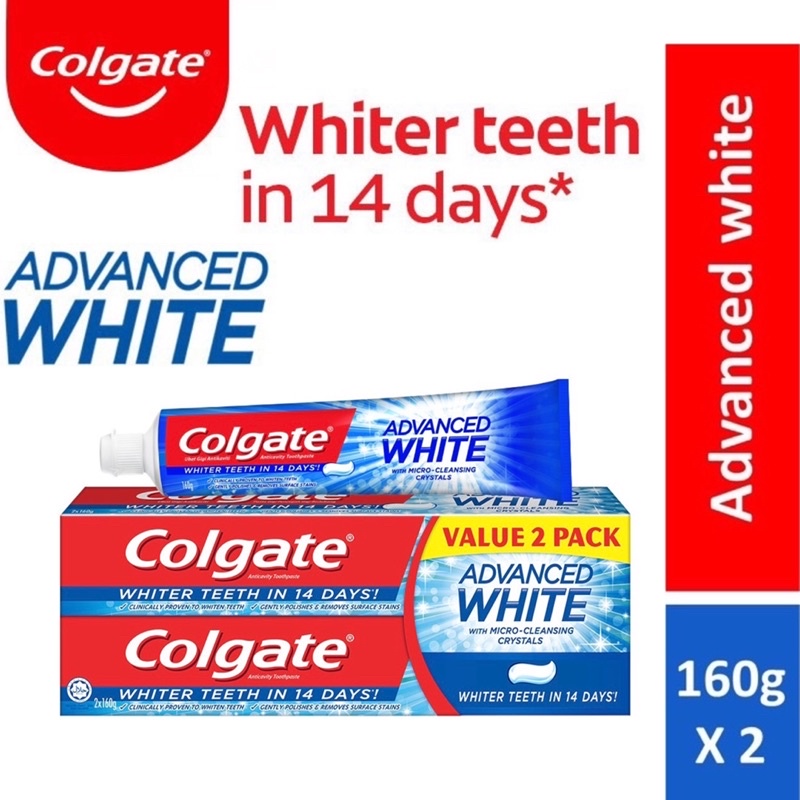 Colgate Advanced White Whitening Toothpaste Valuepack 160g x 2 | Shopee ...