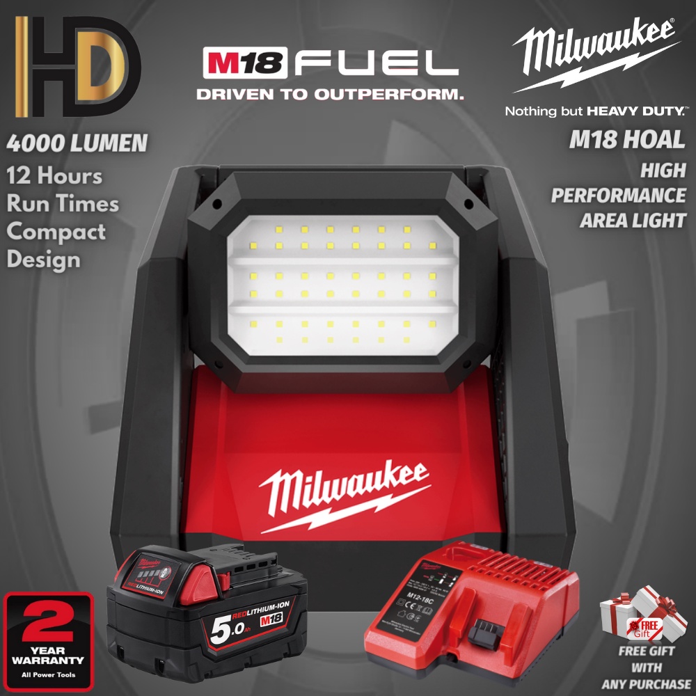 Milwaukee M18 HOAL LED High Performance Area Light 4000 LUMEN / Area Light / Spot Light / Work ...